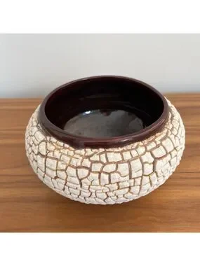 Accents | Vintage Hand Made Textured Crackle Glaze Decorative Pot Dated ...